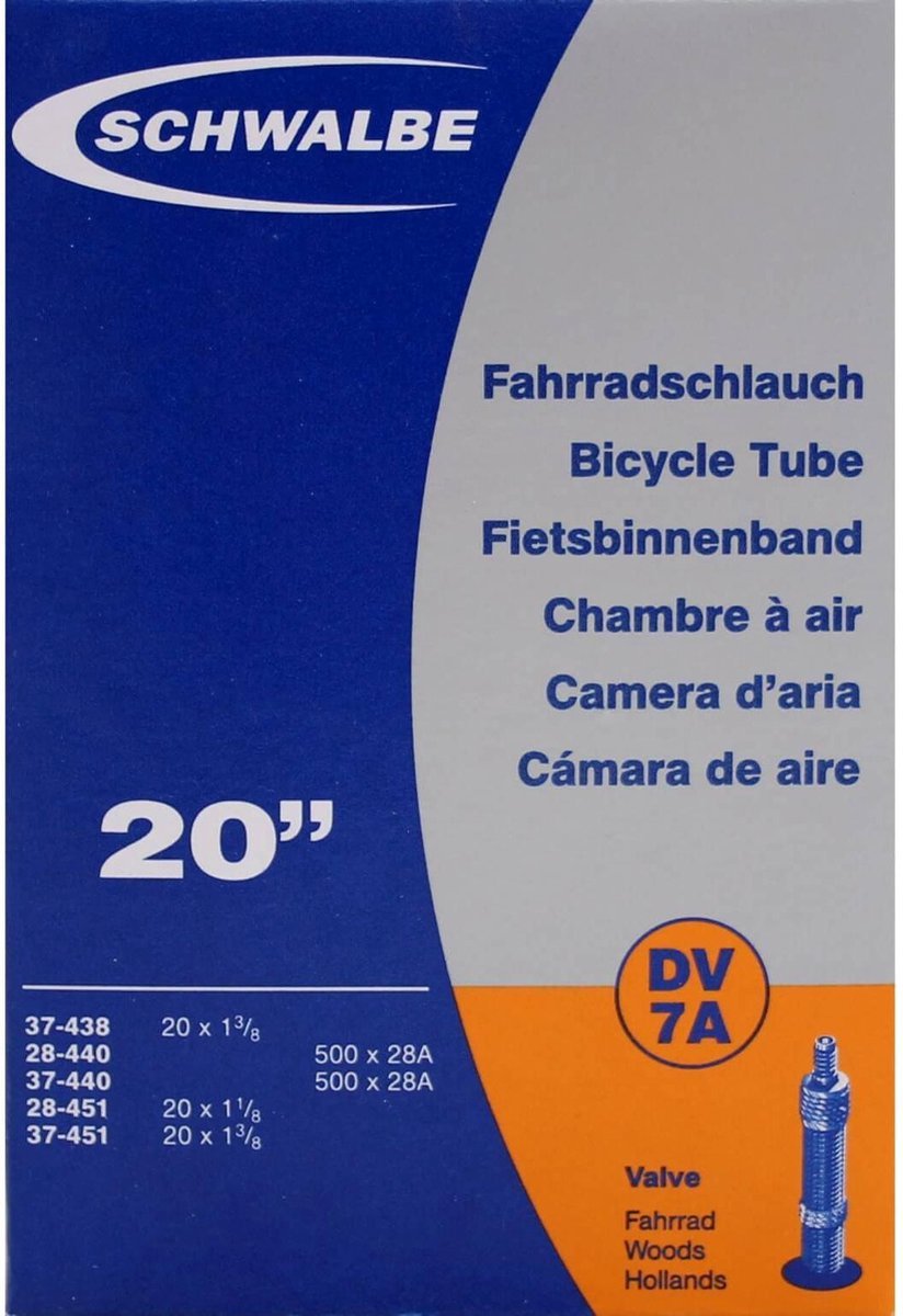 Schwalbe Binnenband 20 X 1 1/8-3/8 Inch (28/37-440/451) Dv 32 Mm - Voordeelverpakking... | bol