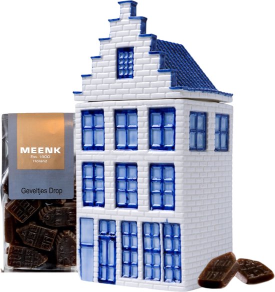 Heinen Delfts Blauw Voorraadpot - Grachtenpand - Hollandse drop - 20 cm ...