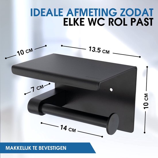 Finnacle - WC-Rolhouder met Telefoonhouder/-Haken - Zelfklevend/Boren ...