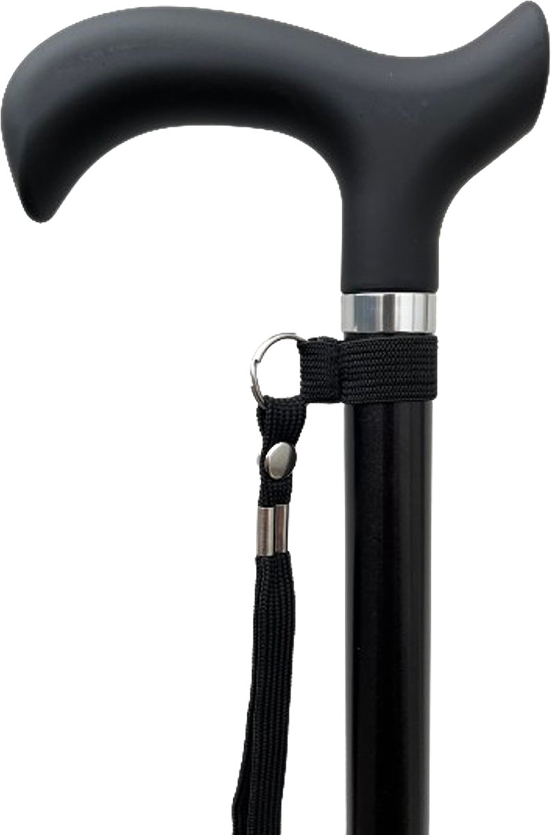 Wandelstok Zwart met ergonomisch comfort handvat en polsbandje ...