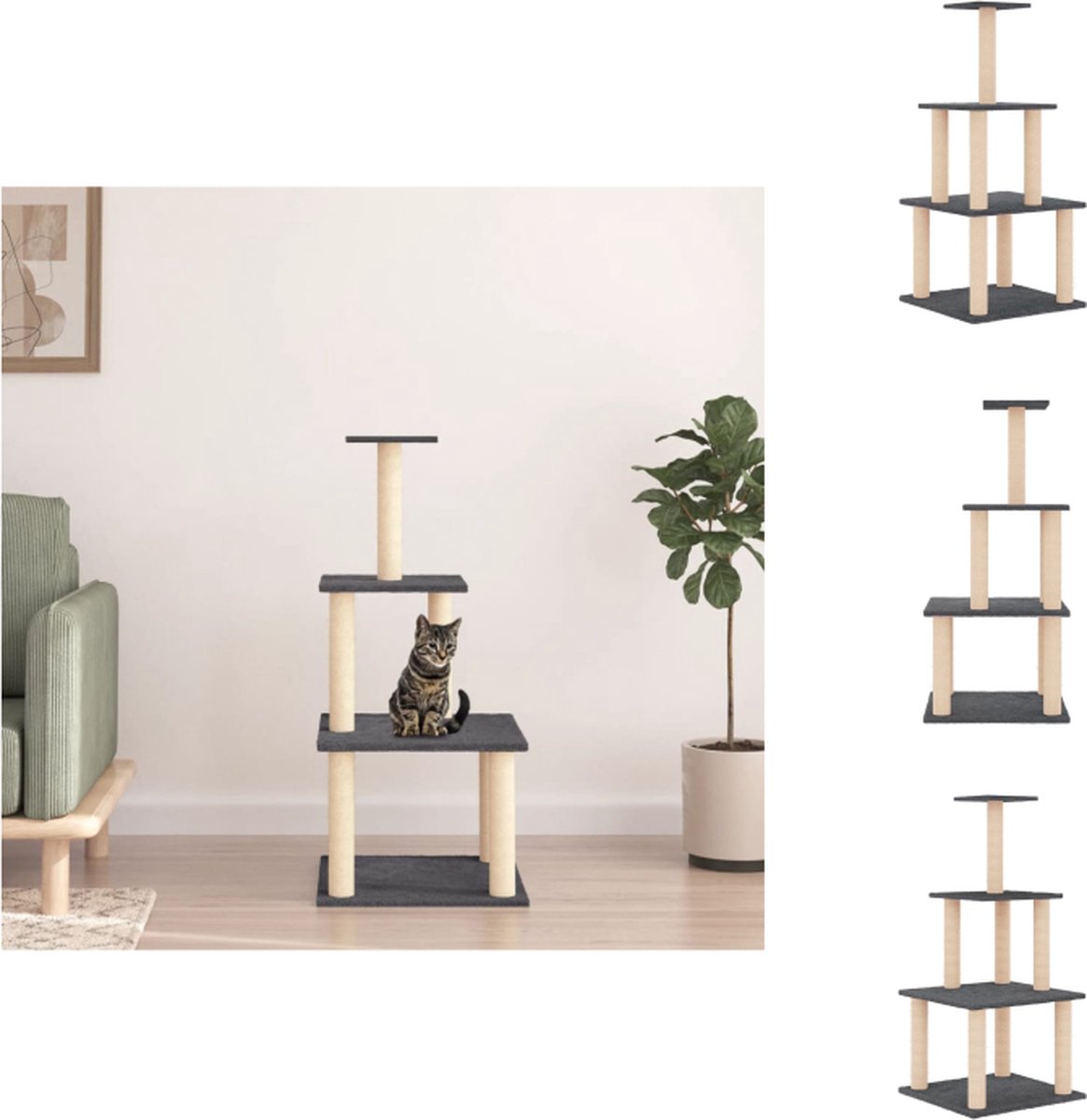 vidaXL Kattenmeubel - Kattenmeubel met meerdere niveaus - Natuurlijke ...