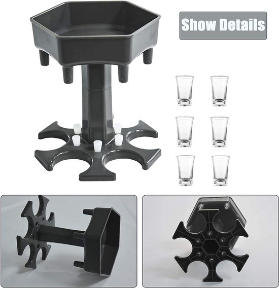 6 borrelglazen dispensers en -houders, shot dispenser Six Ways, bar ...