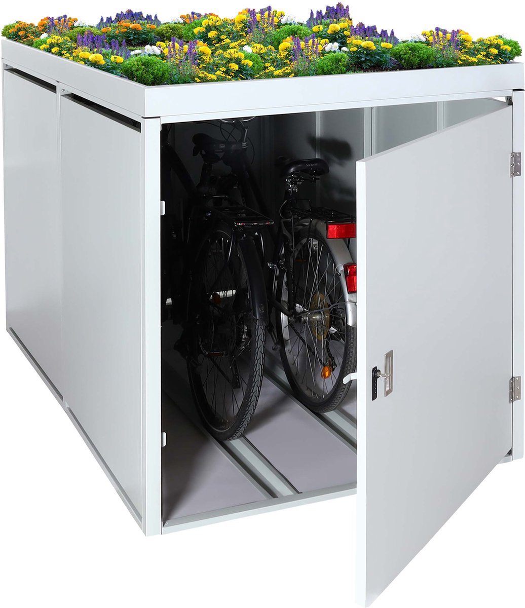 Cosmo Casa Fietsenstalling voor 4 personen met plantenbak - Fietsenbox ...