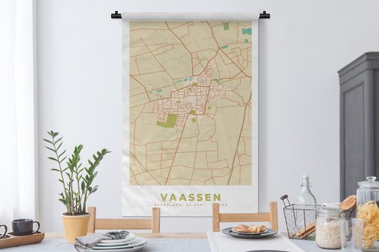 Wandkleed - Wanddoek - Plattegrond - Vintage - Kaart - Vaassen ...
