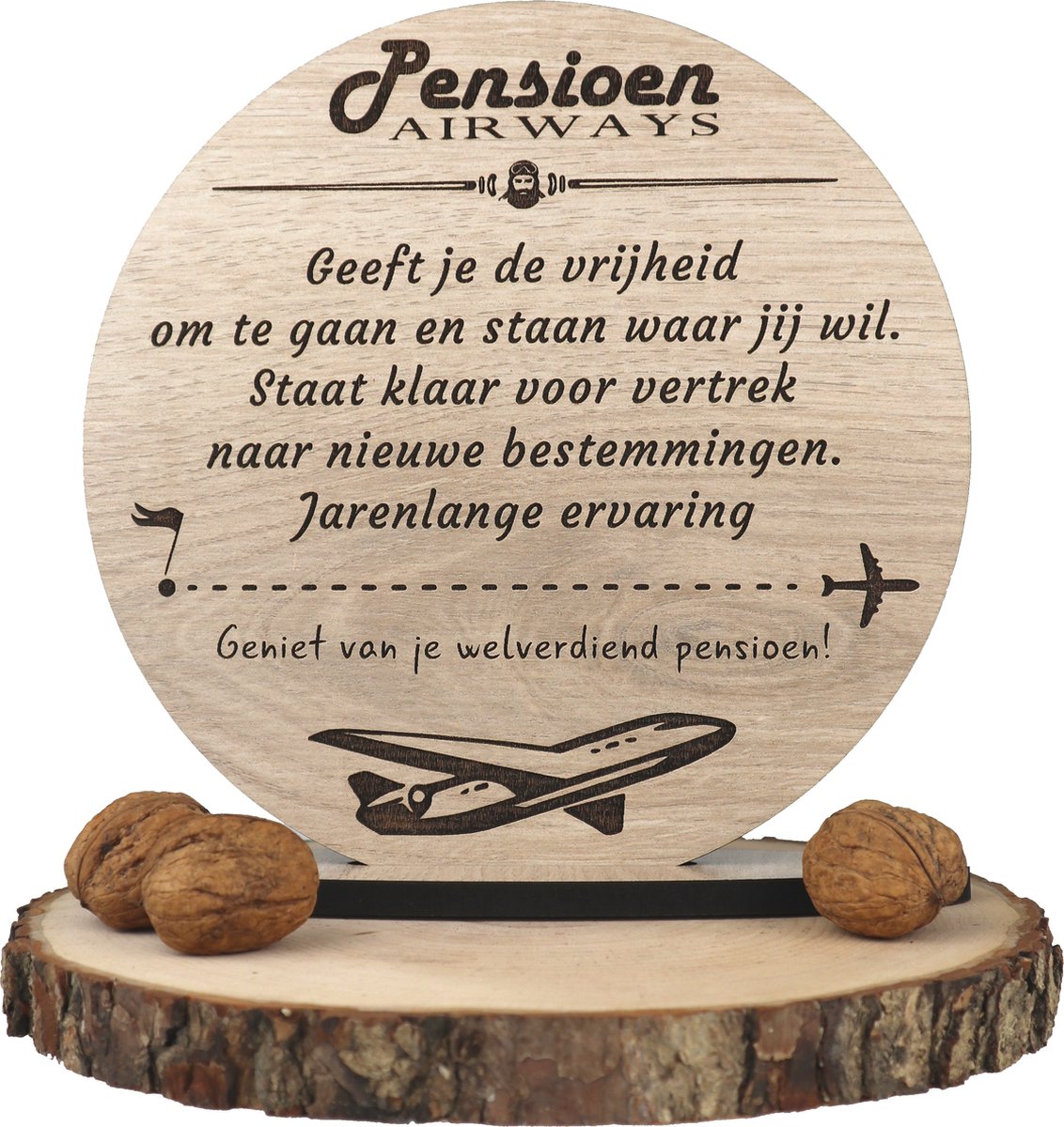 Pensioen Airways - houten tekstbord VUT - gepensioneerd - wandbord rond ...