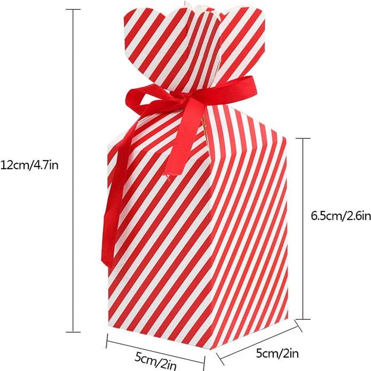 50 Stuks - Papieren Geschenkdoosjes Met Rood Lint - Uitdeel Doosjes ...