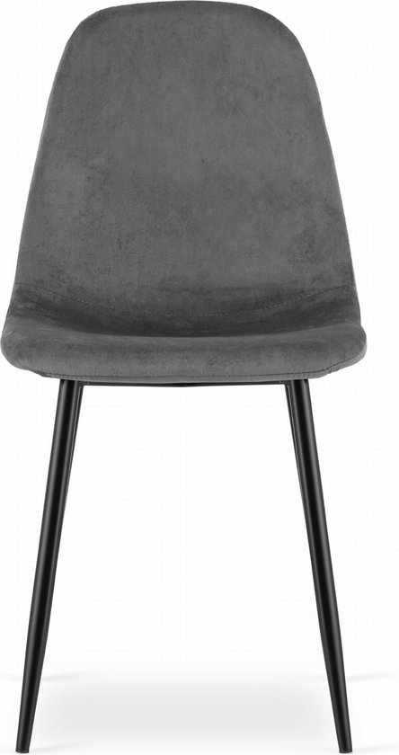 COMO - Velvet eetkamerstoel - set van 4 eettafel stoelen - grijs | bol