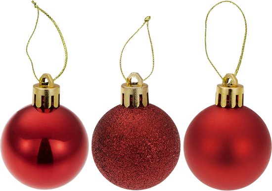 Kerstballen - 24 Rode Kerstballen - ballen Voor kerstboom - in Rood ...