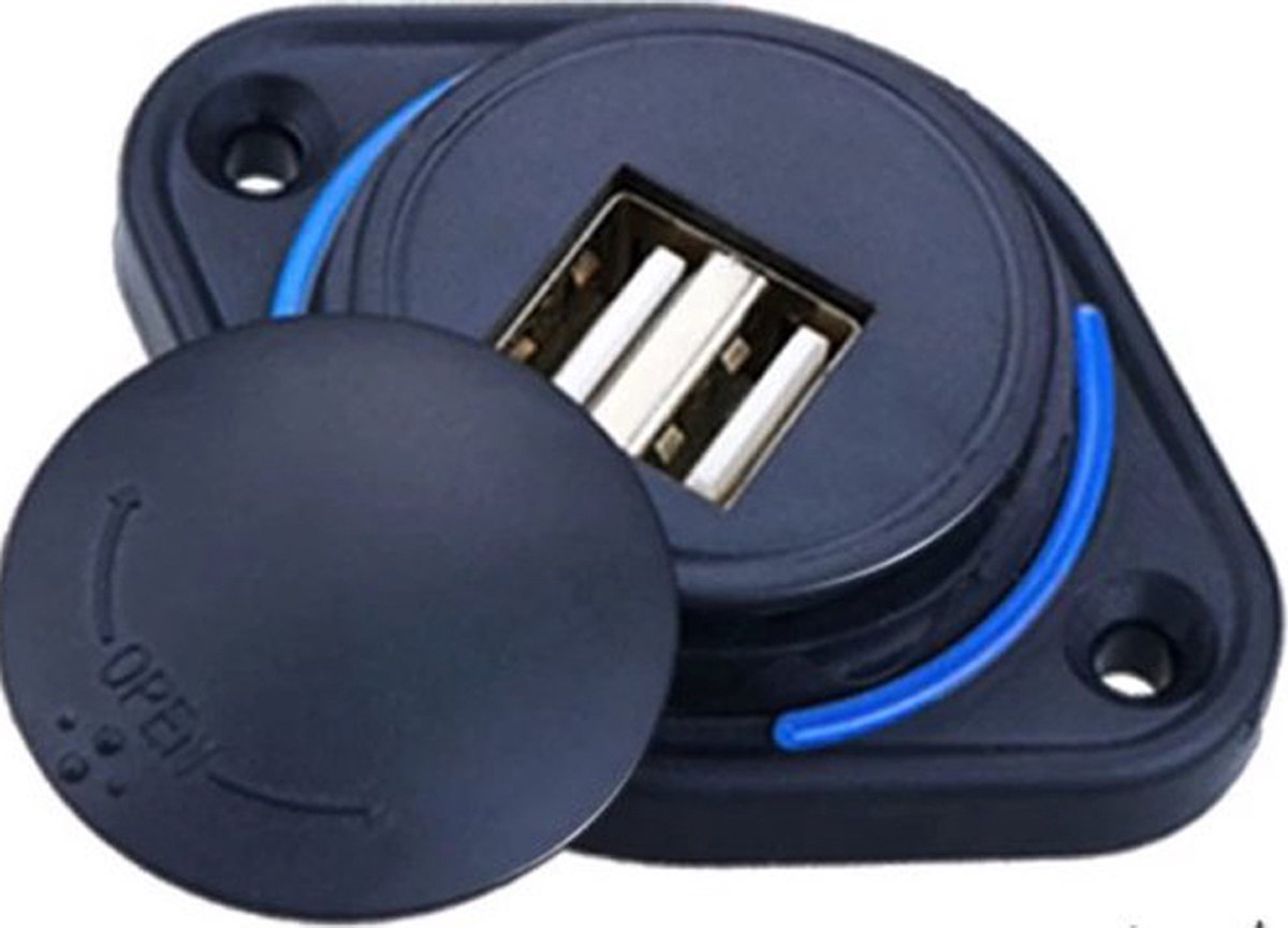 USB opbouwstopcontact 1x2 met deksel - POUSB-2 - 12V/24V - 5V/3.1A ...