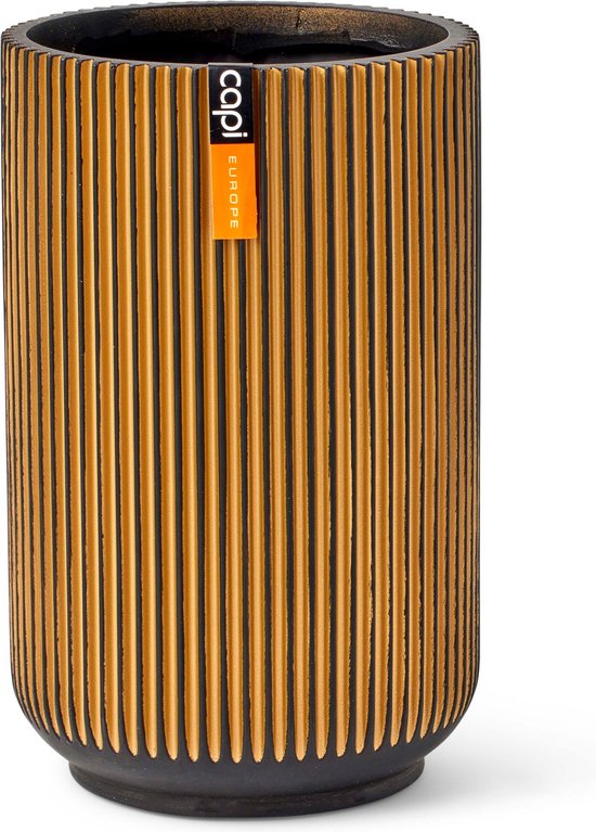 Capi Europe - Vaas hoog Groove Black & Gold - 14x22 - Goud - Opening ...
