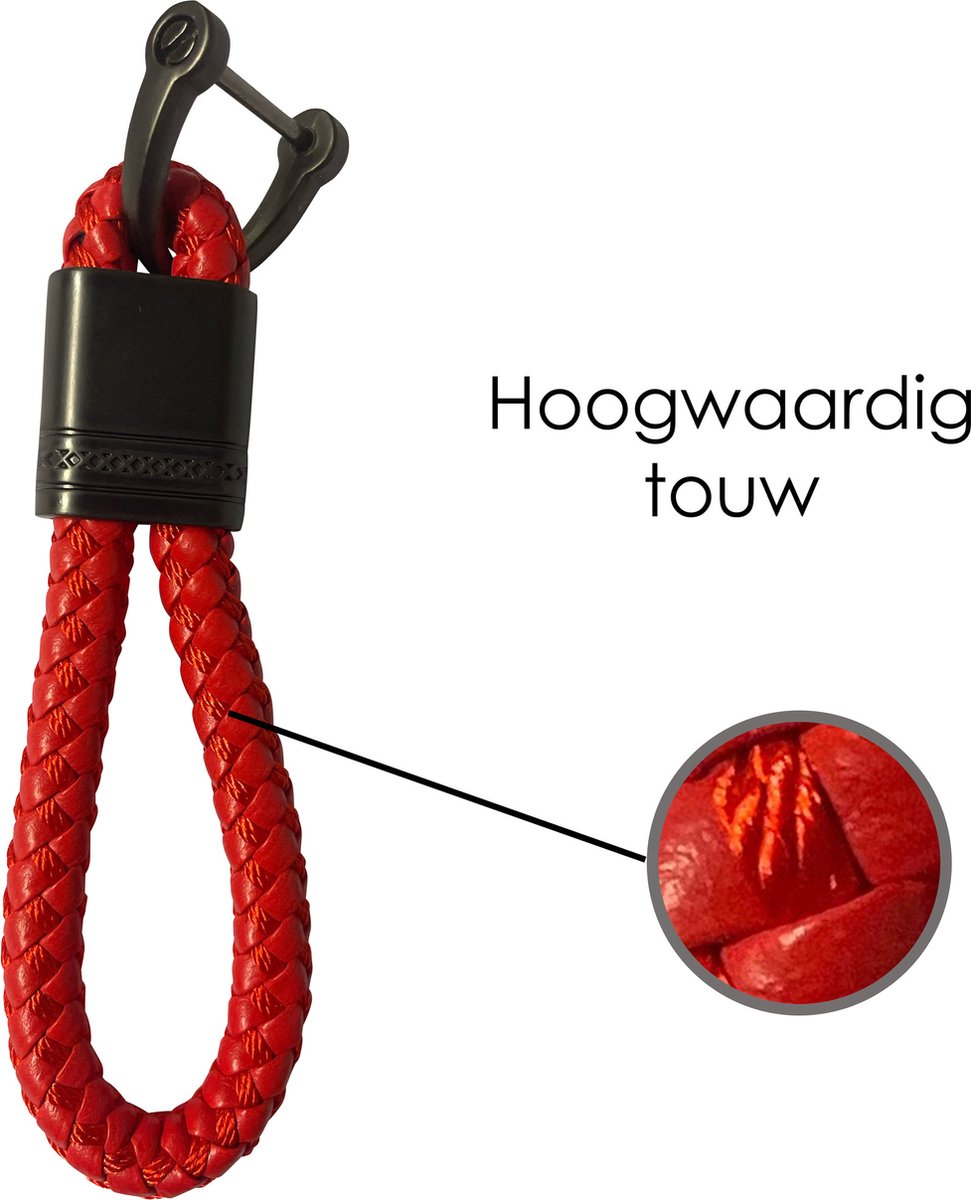 Sleutelhanger Koord Sleutelhanger Touw - Rood Met Sleutelhanger Ring ...