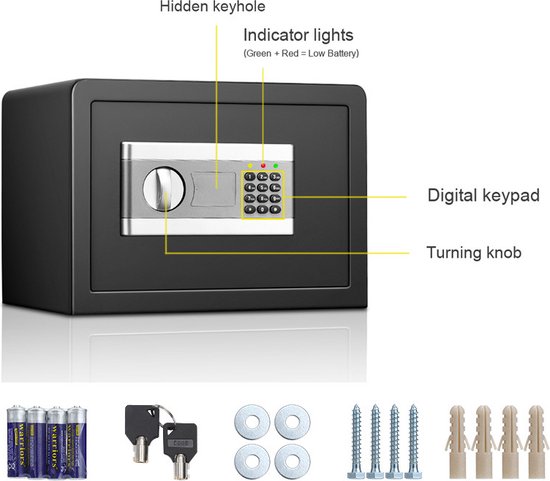 Buxibo - Brandwerende Kluis - Brandkast - Met Digitaal Codeslot en Sleutel - Metaal -... | bol.com