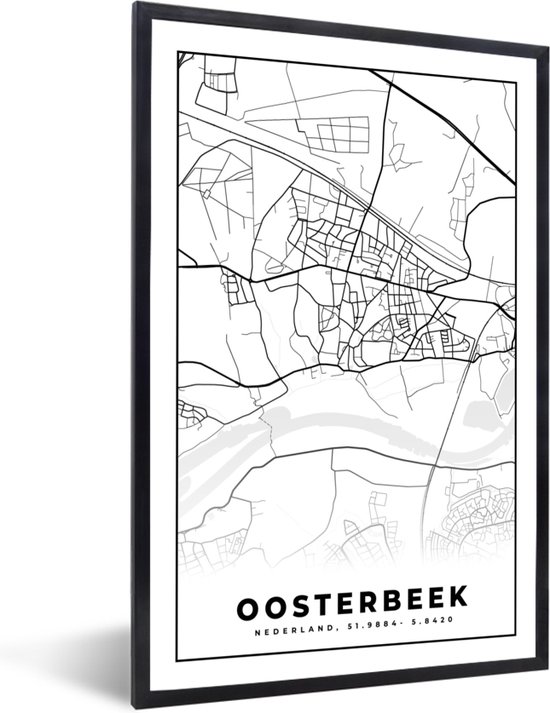 Fotolijst incl. Poster - Stadskaart - Kaart - Oosterbeek - Plattegrond ...