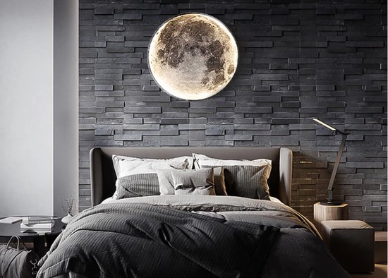 GROTE Moderne Maan Led Muurlamp - afstandsbediening - 3 standen ...