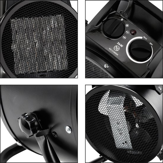 Ventilatorkachel luchtverhitter Ventilatorverwarmer 3000W Zwarte ...