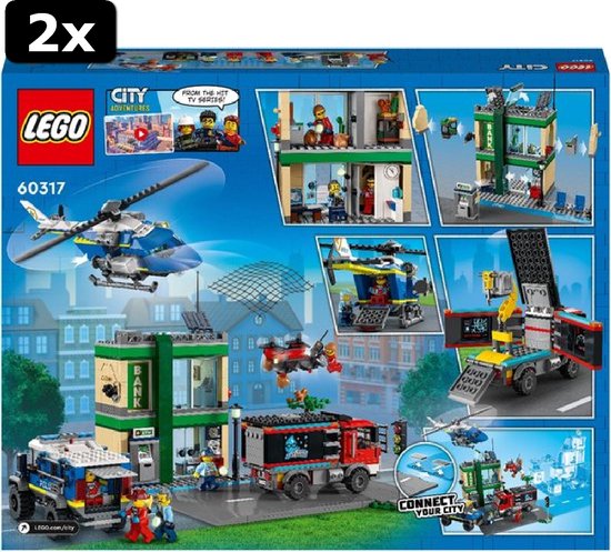 2x LEGO City Politieachtervolging bij de Bank - 60317 | bol.com