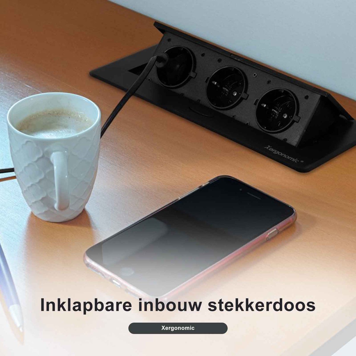 Xergonomic bureaustopcontact - Bureaustekkerdoos met 3 stopcontacten ...