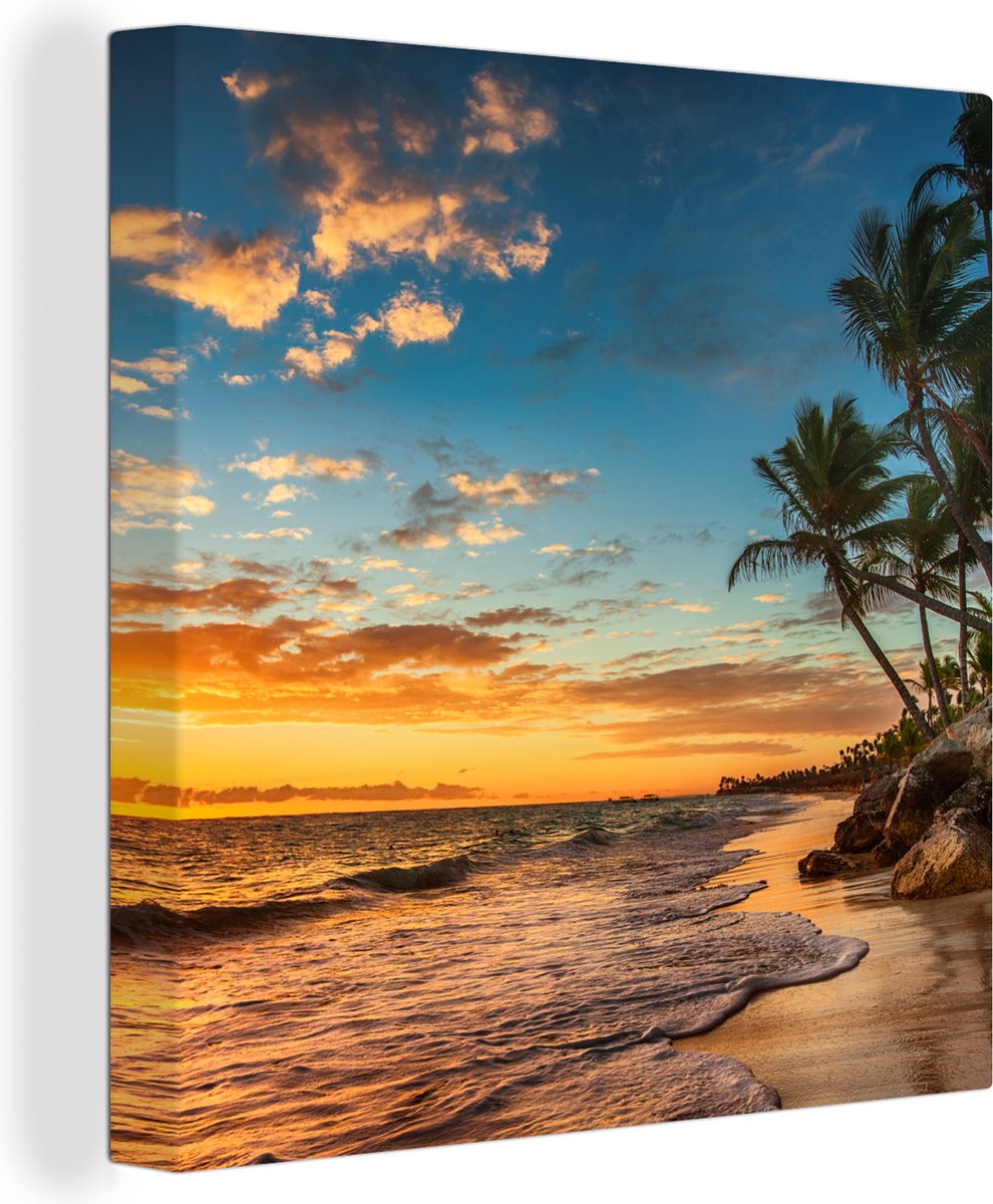 Canvas - Schilderij - Strand - Horizon - Palmboom - Zee - Landschap - Foto op canvas -... | bol.com