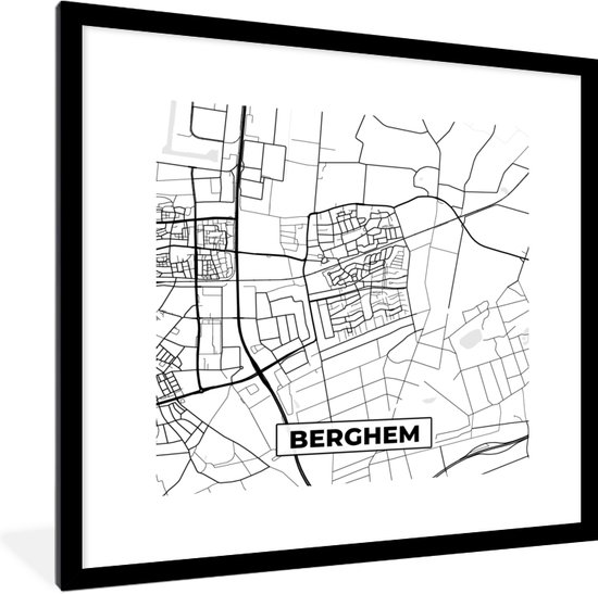 Fotolijst incl. Poster - Berghem - Nederland - Kaart - Stadskaart ...