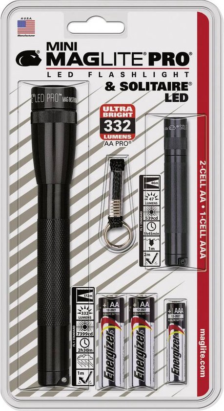 Mag-Lite Mini Pro AA +Solitaire City-Life-Kit Zaklamp werkt op ...