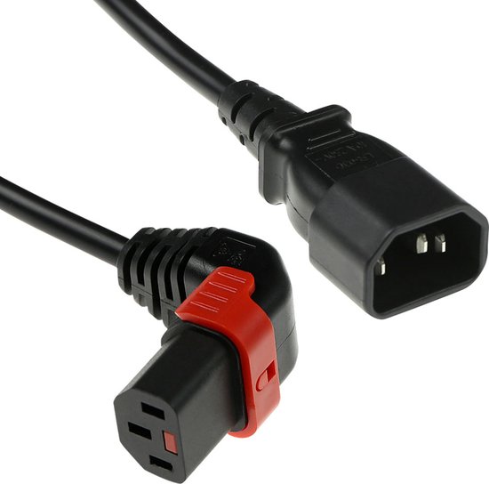 C13 (haaks/beneden met IEC Lock) - C14 stroomkabel voor UPS/PDU - 3x 1.00mm / zwart -... | bol.com