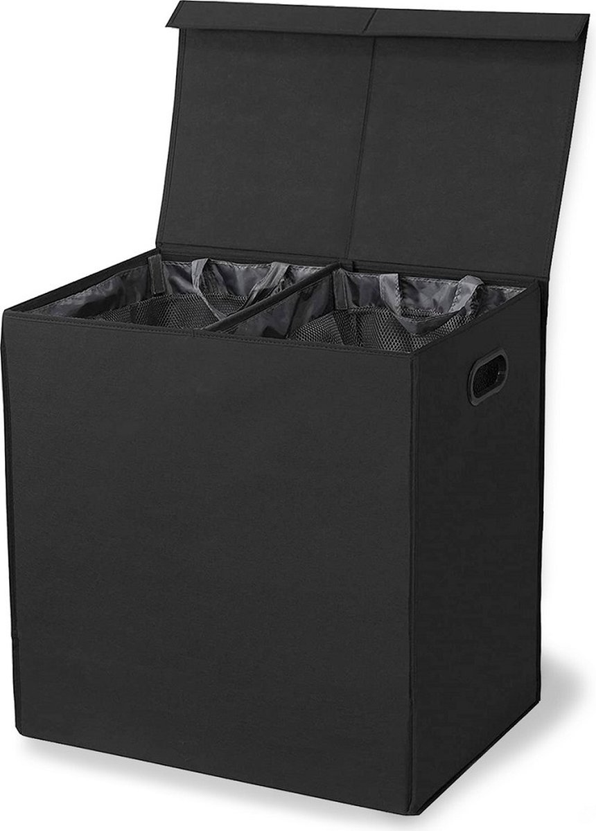 LuxeBass Wasmand met 2 vakken | 120L Opvouwbare Wasmand | Dubbele ...