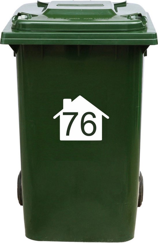 Kliko Sticker / Vuilnisbak Sticker - Nummer 76 - 22 x 17,5 - Wit | bol.com