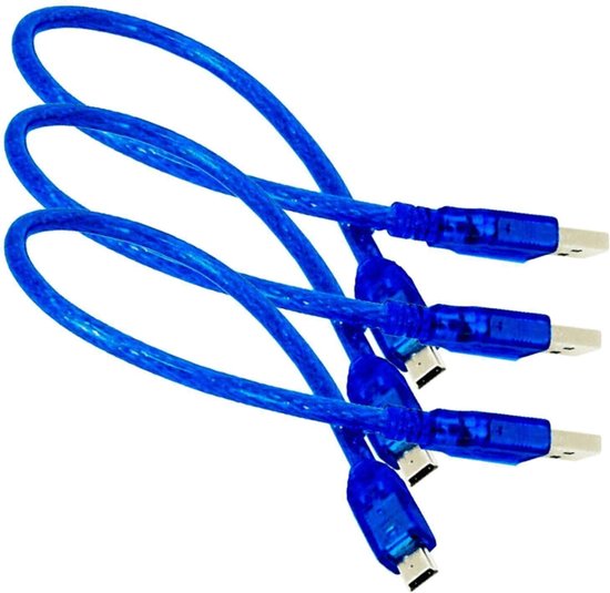 AZDelivery 3 x Blauwe mini USB-kabel compatibel met Arduino Nano V3 ...
