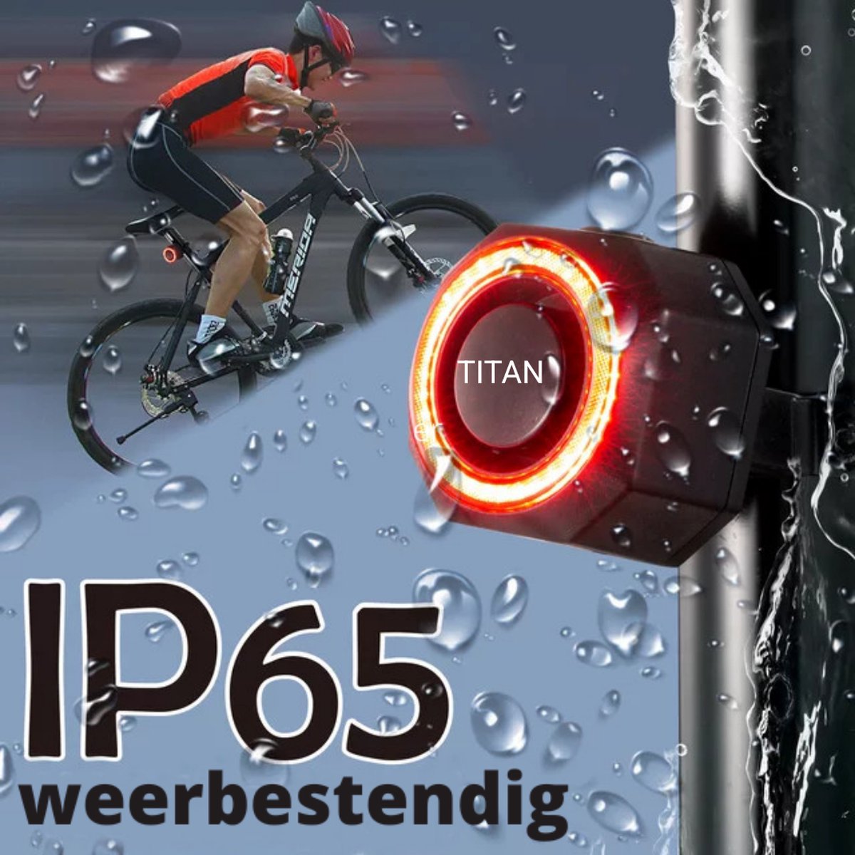 Titan 2in1 Fietsalarm & Fietslamp - Anti-diefstal - Fietsalarm ...