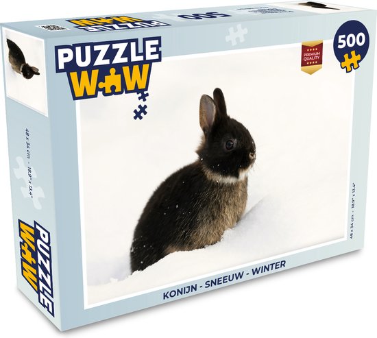 Puzzel Konijn - Sneeuw - Winter - Legpuzzel - Puzzel 500 stukjes | bol.com