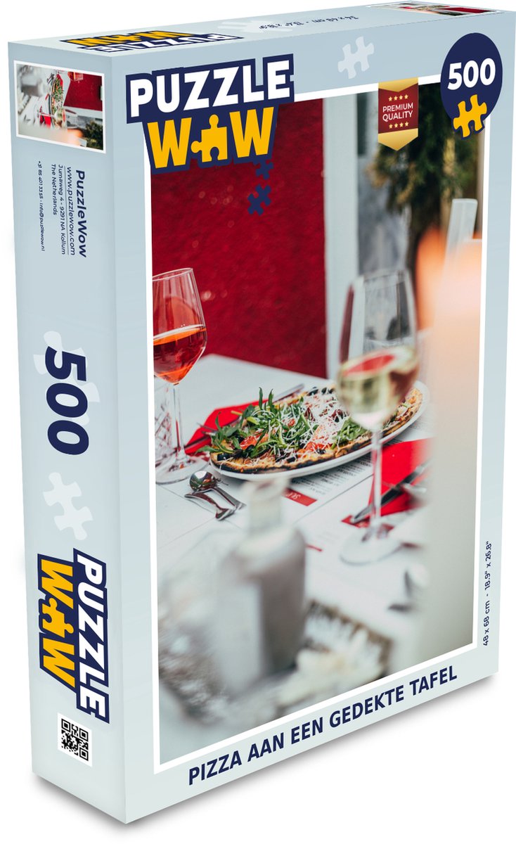 Puzzel Pizza aan een gedekte tafel - Legpuzzel - Puzzel 500 stukjes ...
