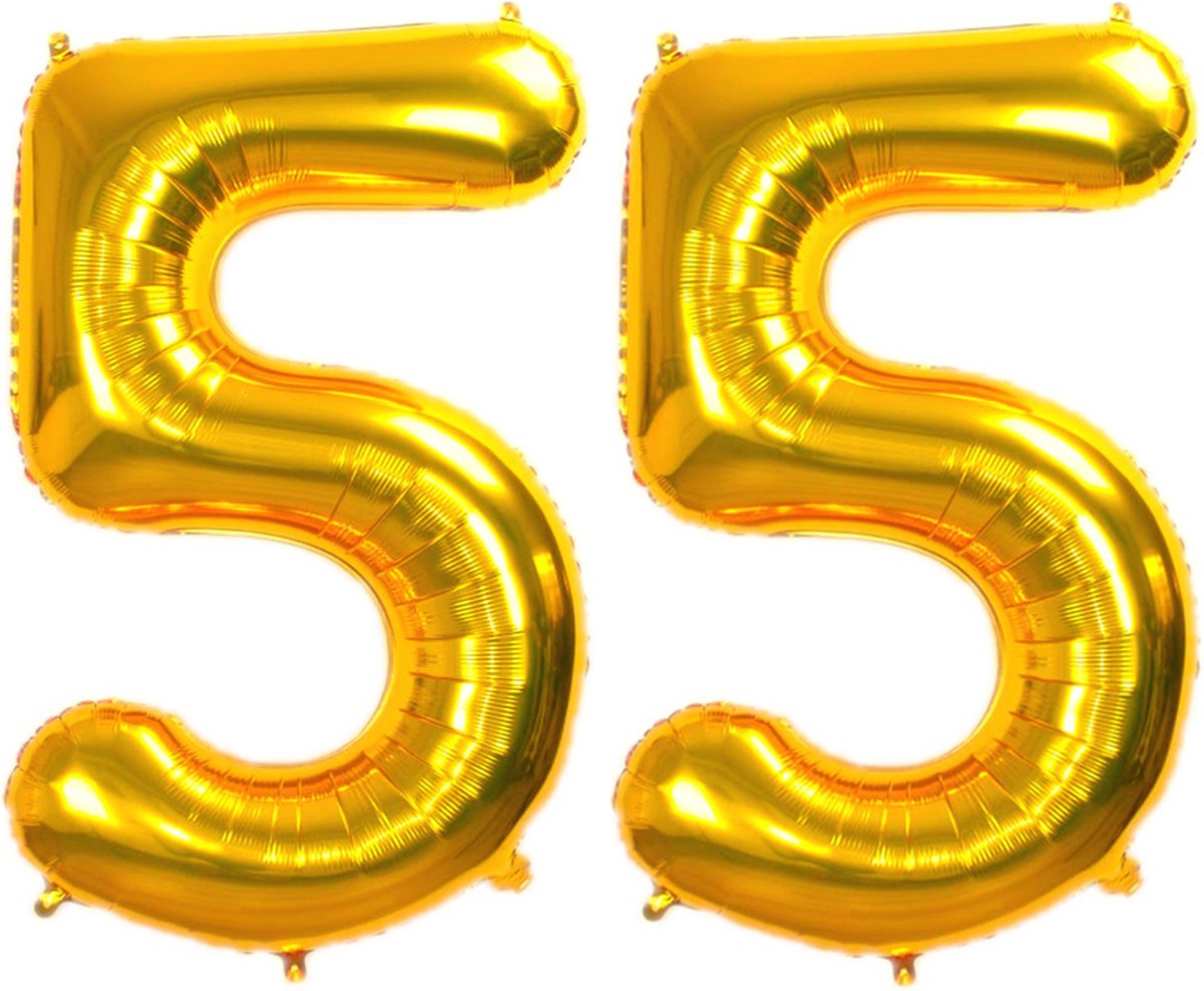 Folie Ballon Cijfer 55 Jaar Goud Verjaardag Versiering Helium Cijfer ...