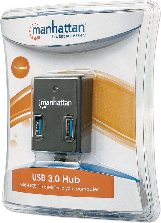 Manhattan USB 3.2 Gen 1-hub 4 poorten Zwart | bol