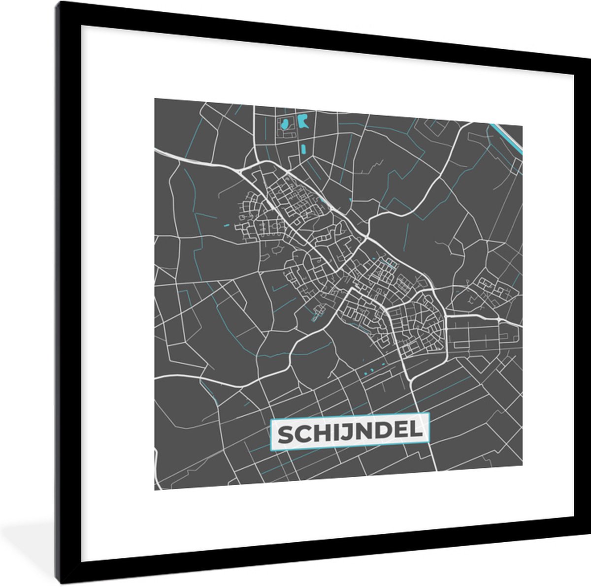 Fotolijst incl. Poster - Kaart - Schijndel - Plattegrond - Stadskaart ...