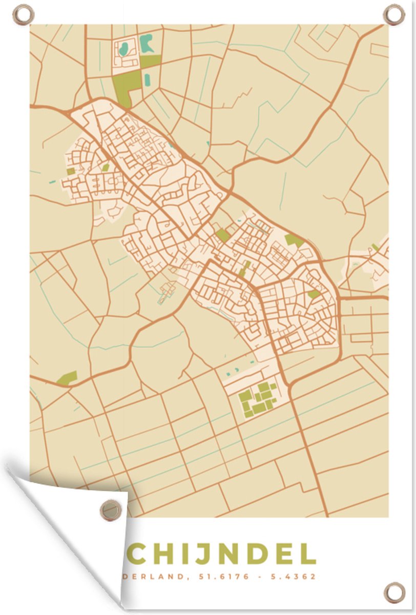 Muurdecoratie Schijndel - Kaart - Plattegrond - Stadskaart - 120x180 cm ...