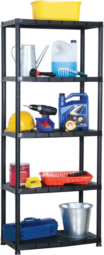 vidaXL Opbergrek 5-laags 71x38x170 cm kunststof zwart | bol.com