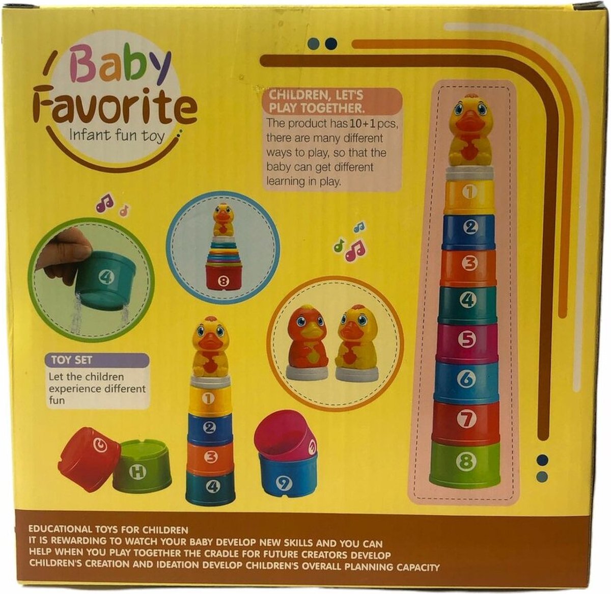 Stapeltoren baby speelgoed - letters en cijfers + eend - kleurrijke ...