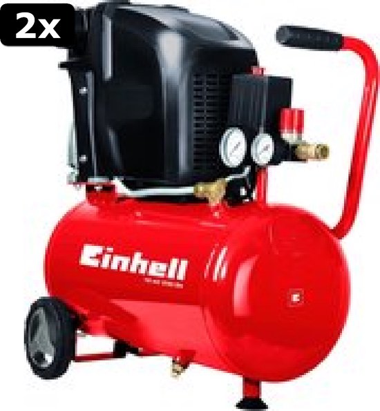 2x Einhell Compressor TE-AC 230/24/8 (1500 W - 8 bar - olie gesmeerd ...