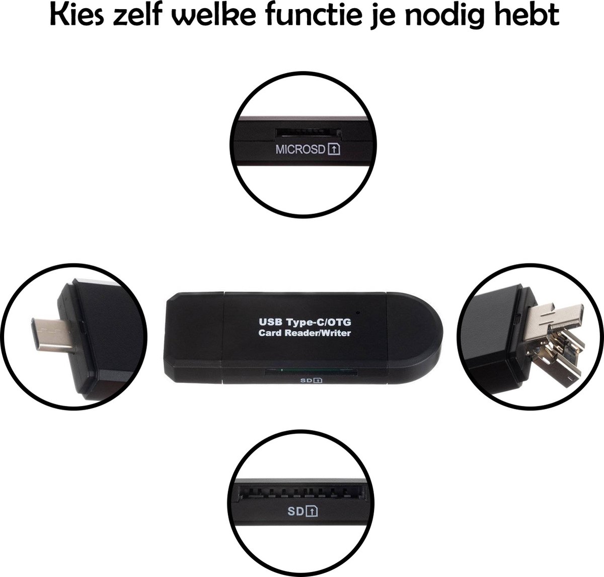 SD Kaartlezer Micro SD Kaartlezer Type C OTG SD Card Reader 5-in-1 ...