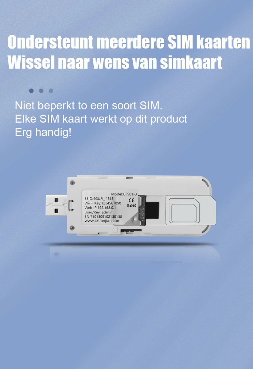WiFi 2 go USB 4G Dongle - 4g router - WiFi modem - voor laptop en ...