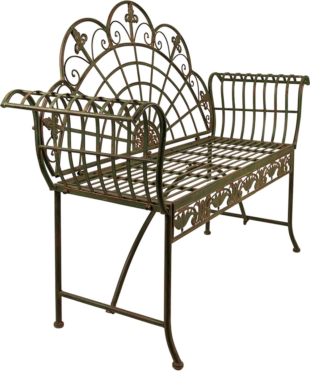 Clayre & Eef Tuinbank 145x45x100 cm Groen Ijzer Bank Buiten Bank Tuin ...