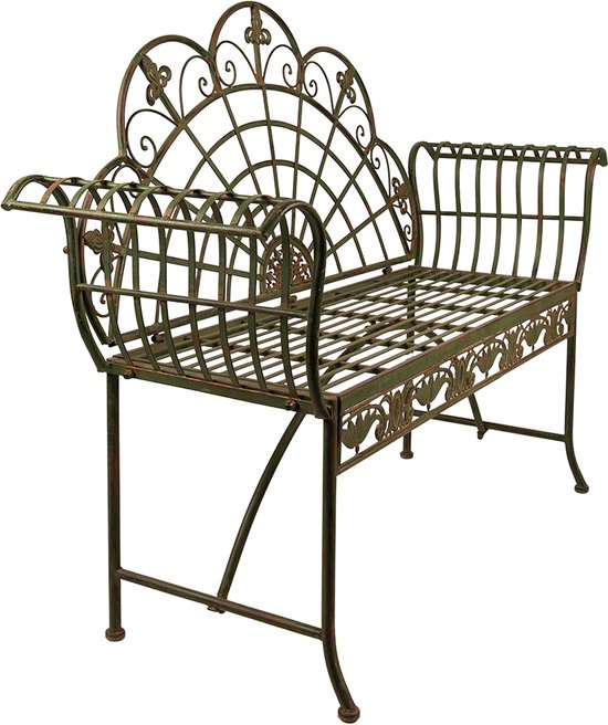Clayre & Eef Tuinbank 145x45x100 cm Groen Ijzer Bank Buiten Bank Tuin ...
