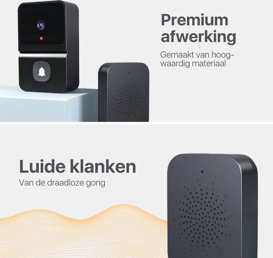 Essential Link Slimme Deurbel - WiFi - Oplaadbaar - Incl. Draadloze ...