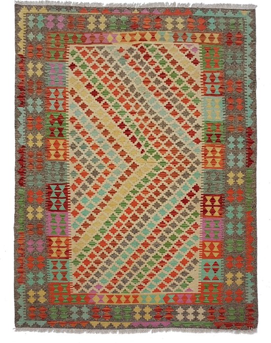 Kelim vloerkleed 174x237 - Kelim tapijt - Oosters vloerkleed - 100% wol - Handgeweven | bol