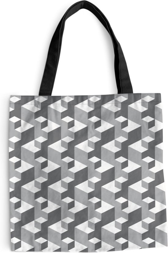 Schoudertas - Strandtas - Shopper Patronen - Blokken - 3D - 45x45 cm - Katoenen tas | bol.com
