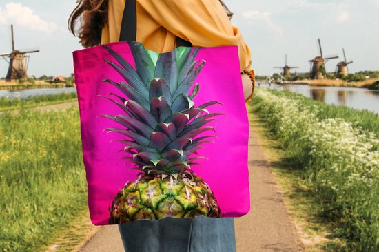 Schoudertas - Strandtas - Shopper Ananas - Fruit - Roze - 45x45 cm ...