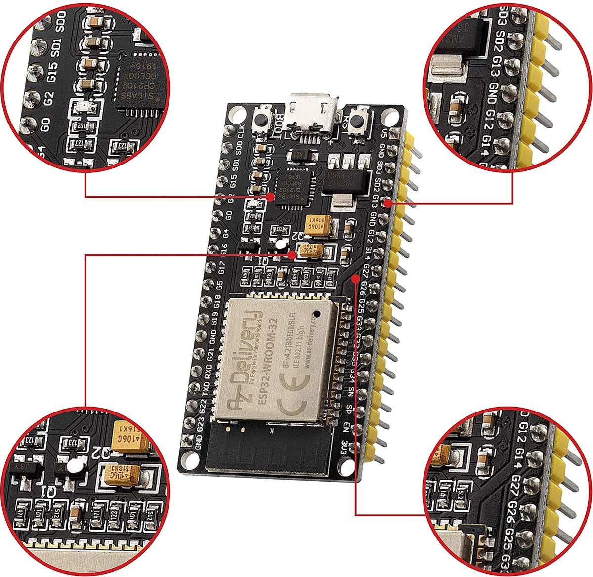 AZDelivery 25 x ESP32 NodeMCU Module WLAN WiFi Development Board met ...