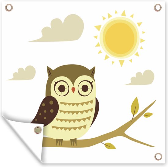 Tuindoek tekening van een uil overdag - 100x100 cm | bol.com