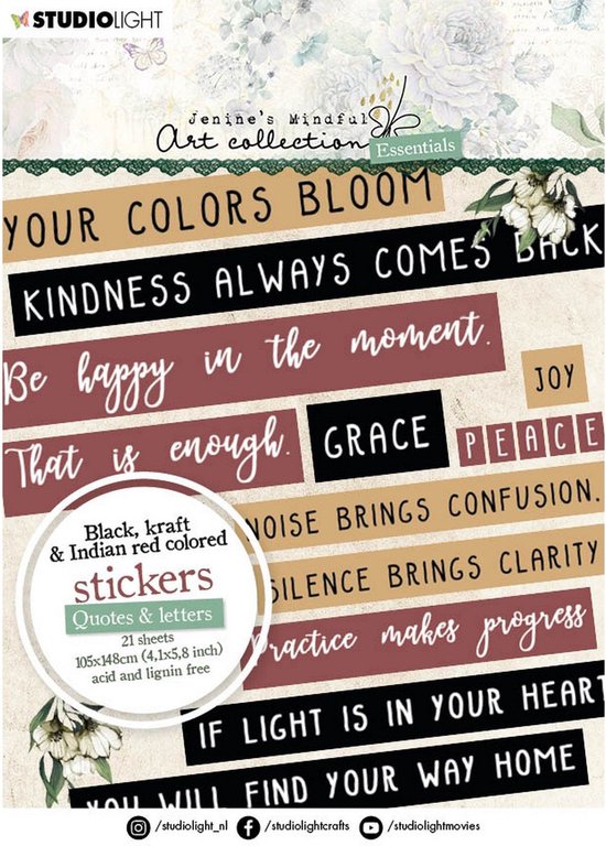 Studio Light Essentials Sticker Pad Black & Kraft Quotes | bol