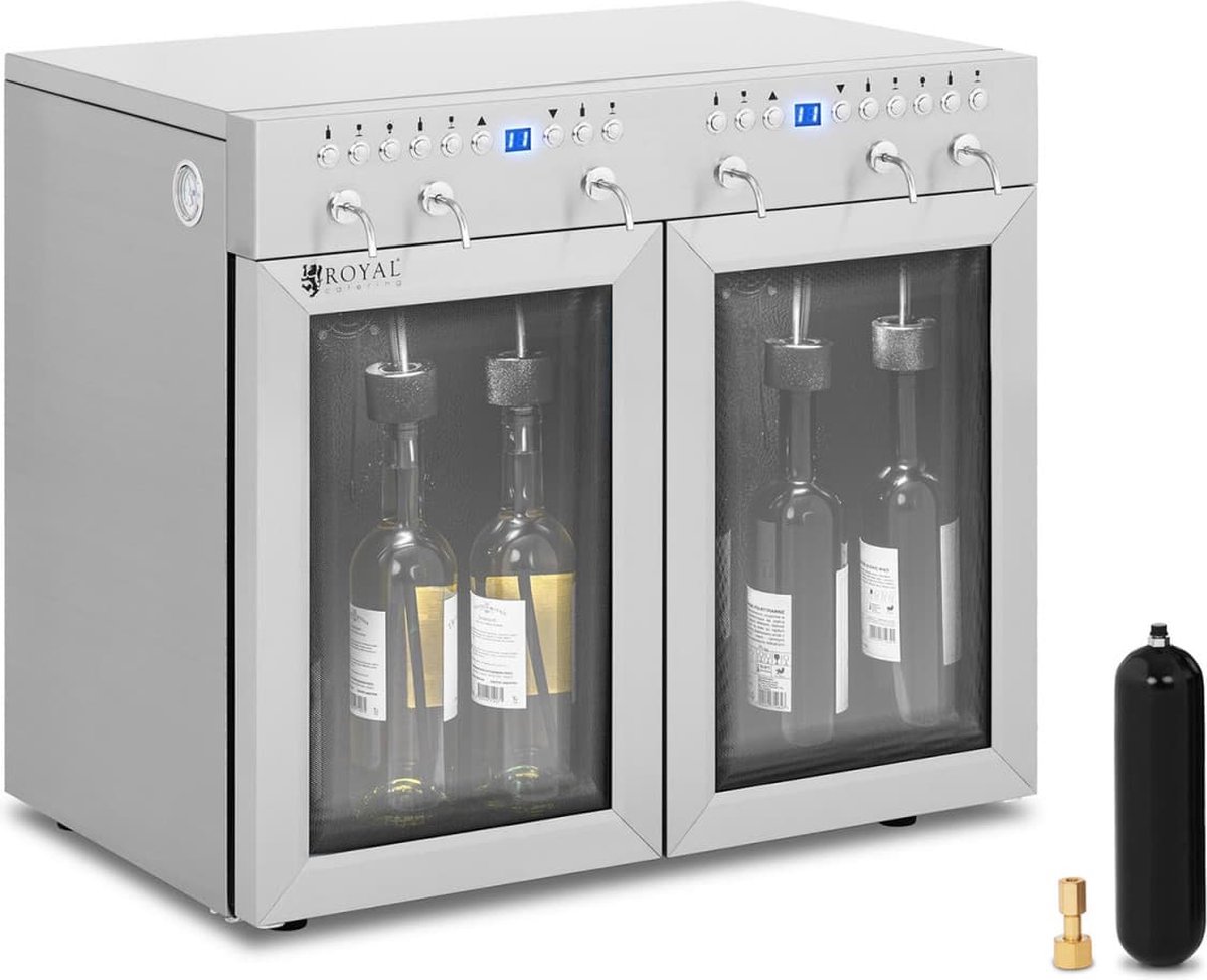 Royal Catering Wijnkoelkast - met tap - 6 flessen - roestvrij staal ...